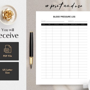 Blood Pressure Log Editable Printable - Blood Pressure Tracker ...