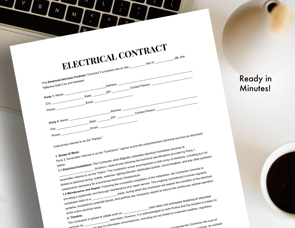 Electrical Contract Template Word - Professional Electrical Services ...
