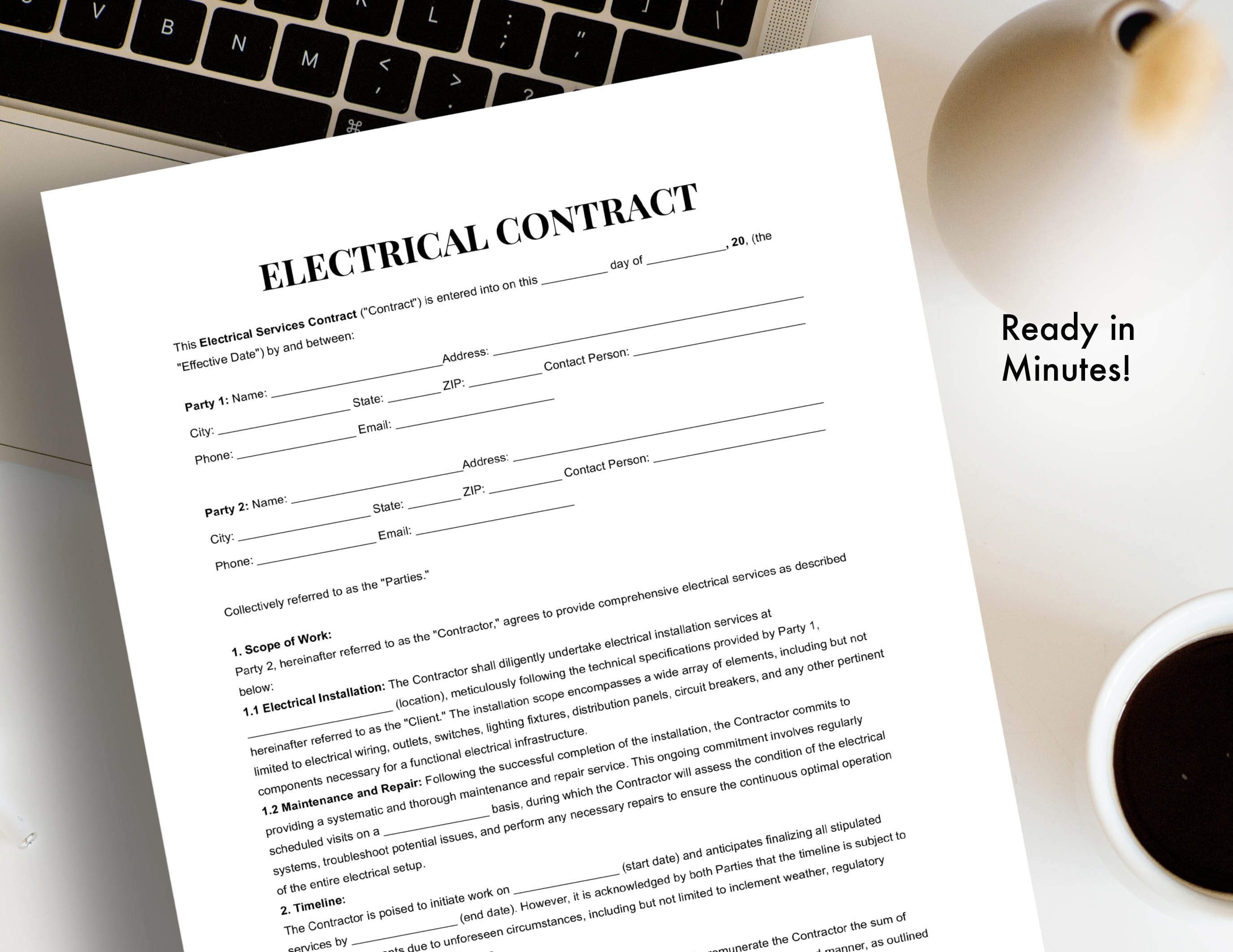 Electrical Contract Template Word - Professional Electrical Services ...