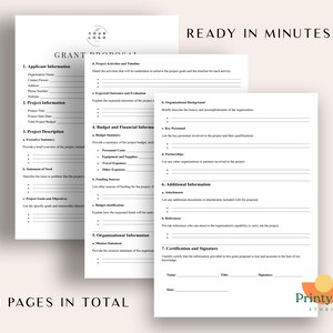 Grant Proposal Form Template | Detailed Fill-in-the-blank Sections ...
