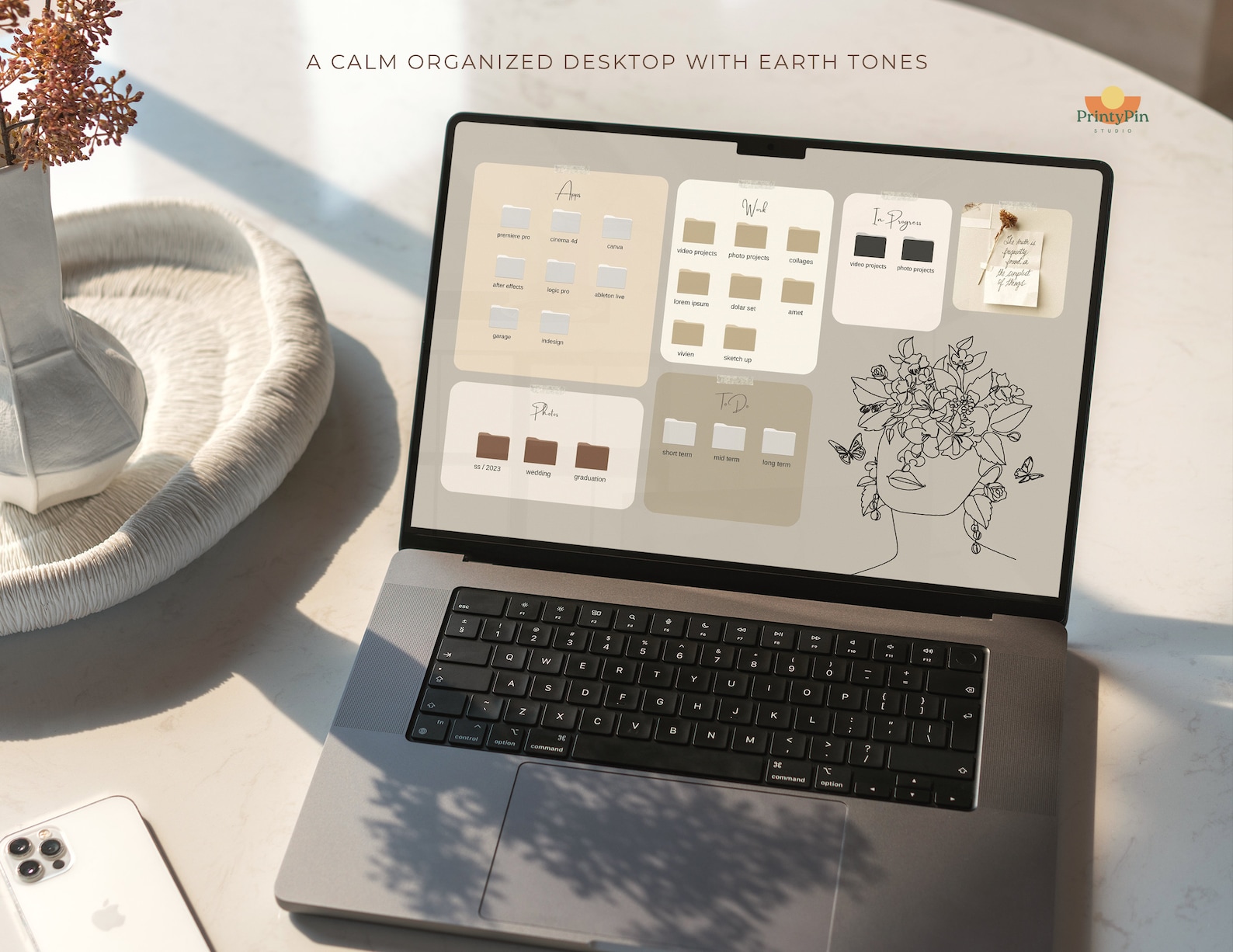 Minimalist Desktop Organizer Wallpaper, MacBook Desktop Organizer ...