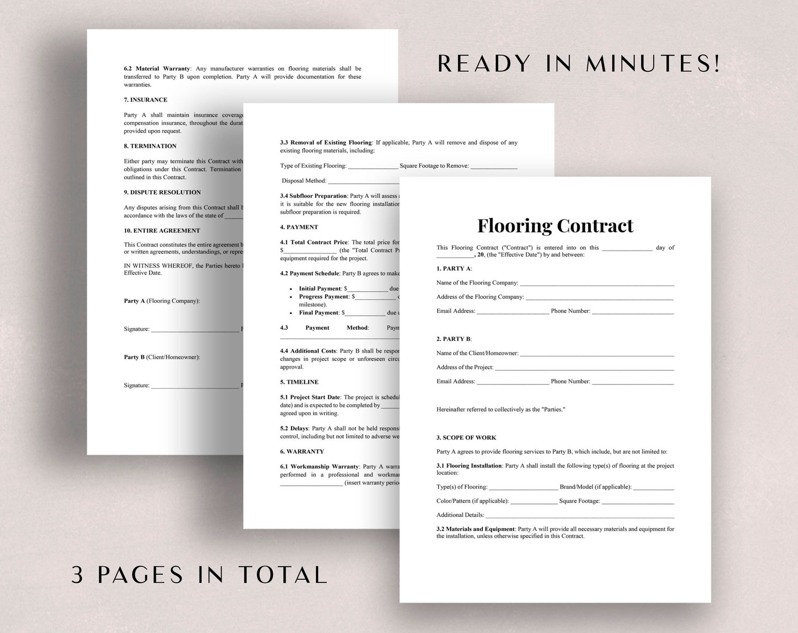 Flooring Contract Template for Flooring Companies and Homeowners ...