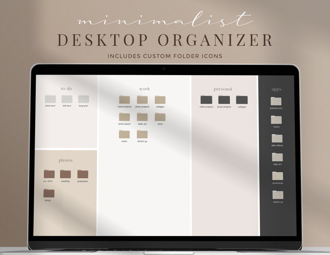 Desktop Wallpaper Organizer Macbook Minimalist Windows - Etsy