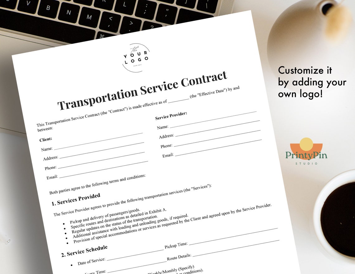 Transportation Service Agreement, Editable Event Transportation ...