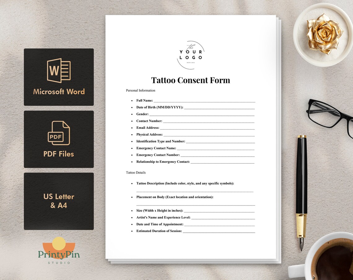 Tattoo Consent Form Template - Professional Tattoo Studio Client ...