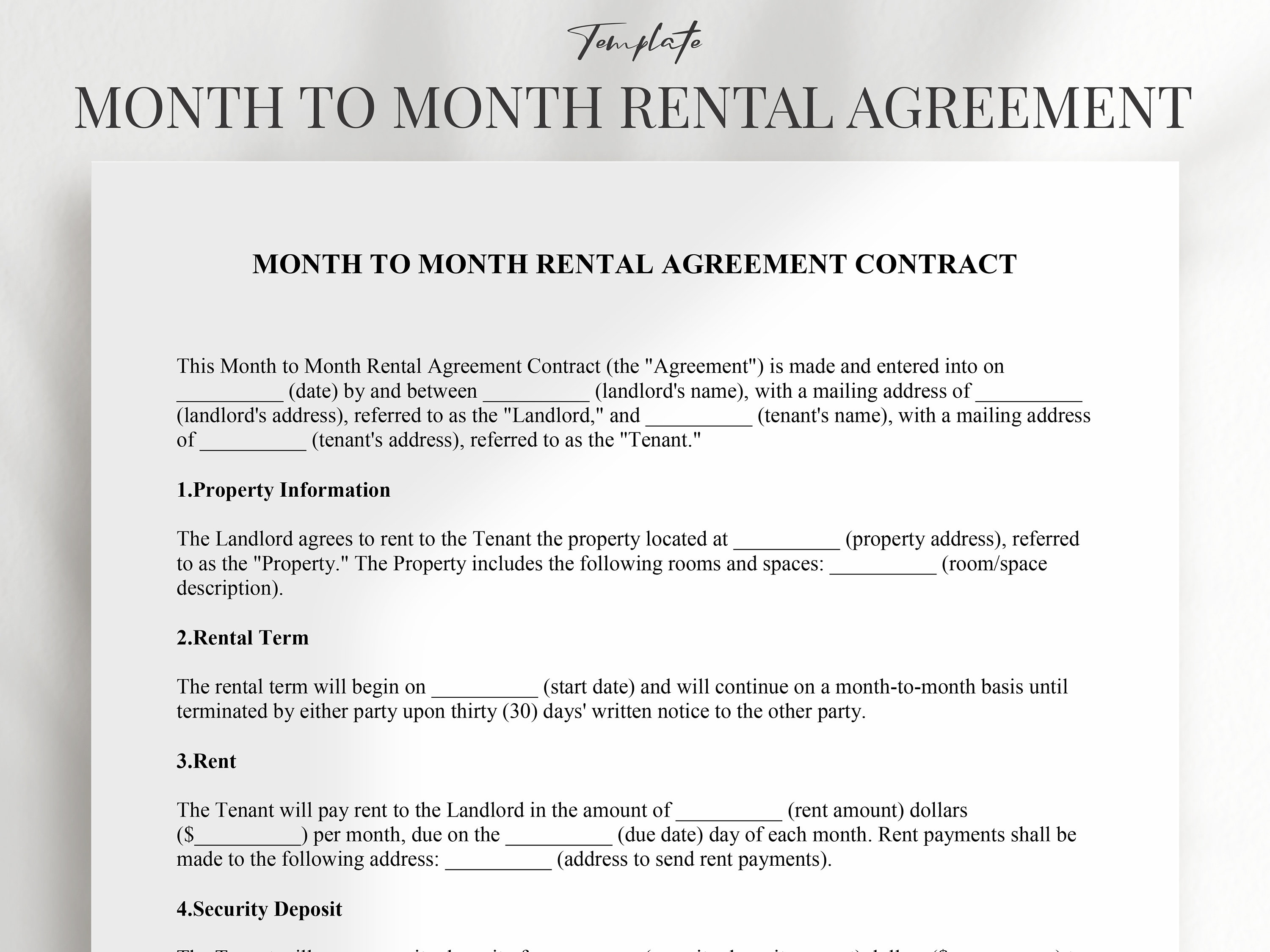 Month To Month Rental Agreement