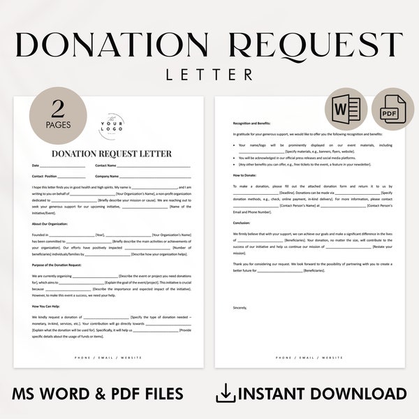 Donation Request Letter Template - Etsy