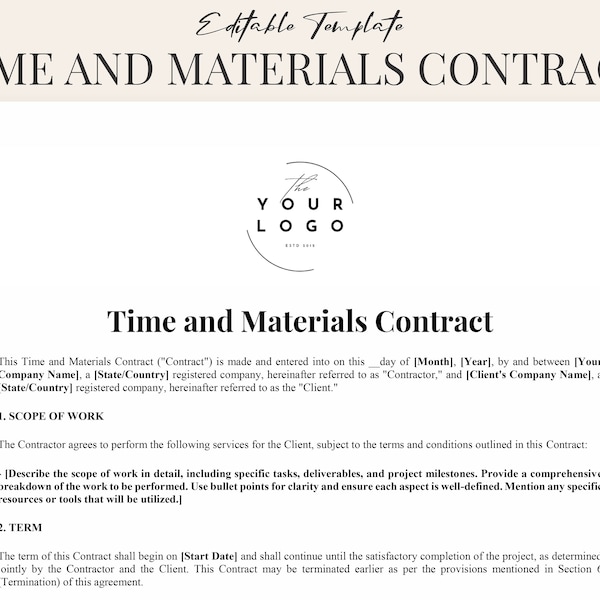 Time and Materials Template - Etsy