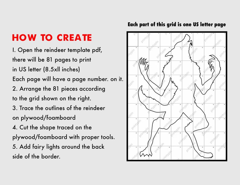 8ft Life-size Werewolf Template - Halloween Silhouette Decor Templates ...