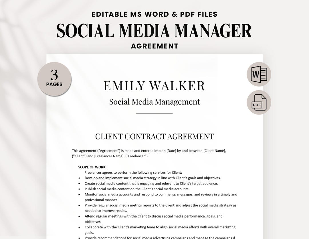 Freelance Social Media Manager Contract Template, Social Media ...