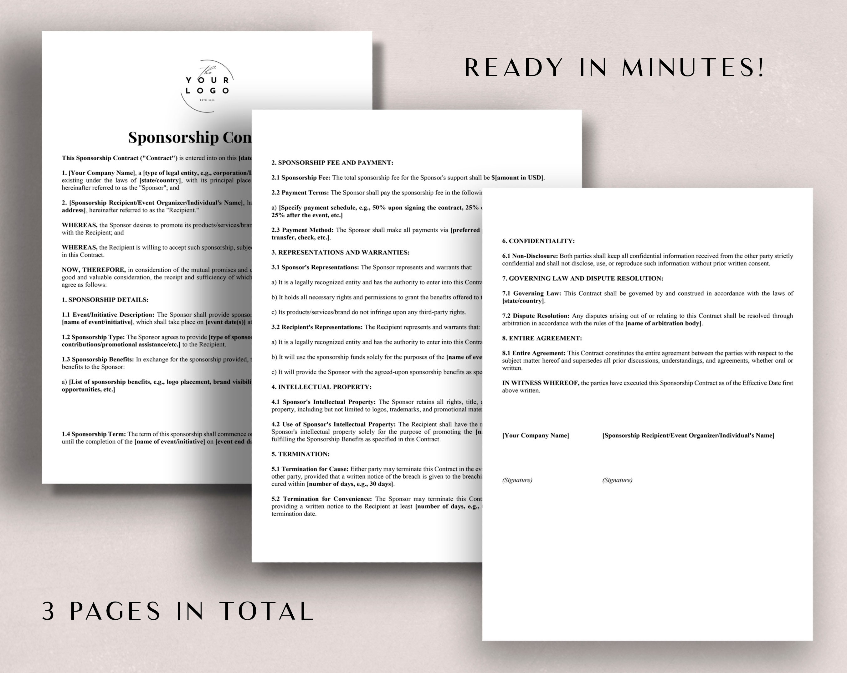 Customizable Sponsorship Contract Template | Event Sponsorship ...