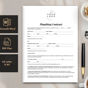 Printable Plumbing Contract Template PDF - Plumbing Service Agreement ...