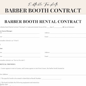 Barber Booth Rental Contract Template - Editable Hair Salon Lease ...