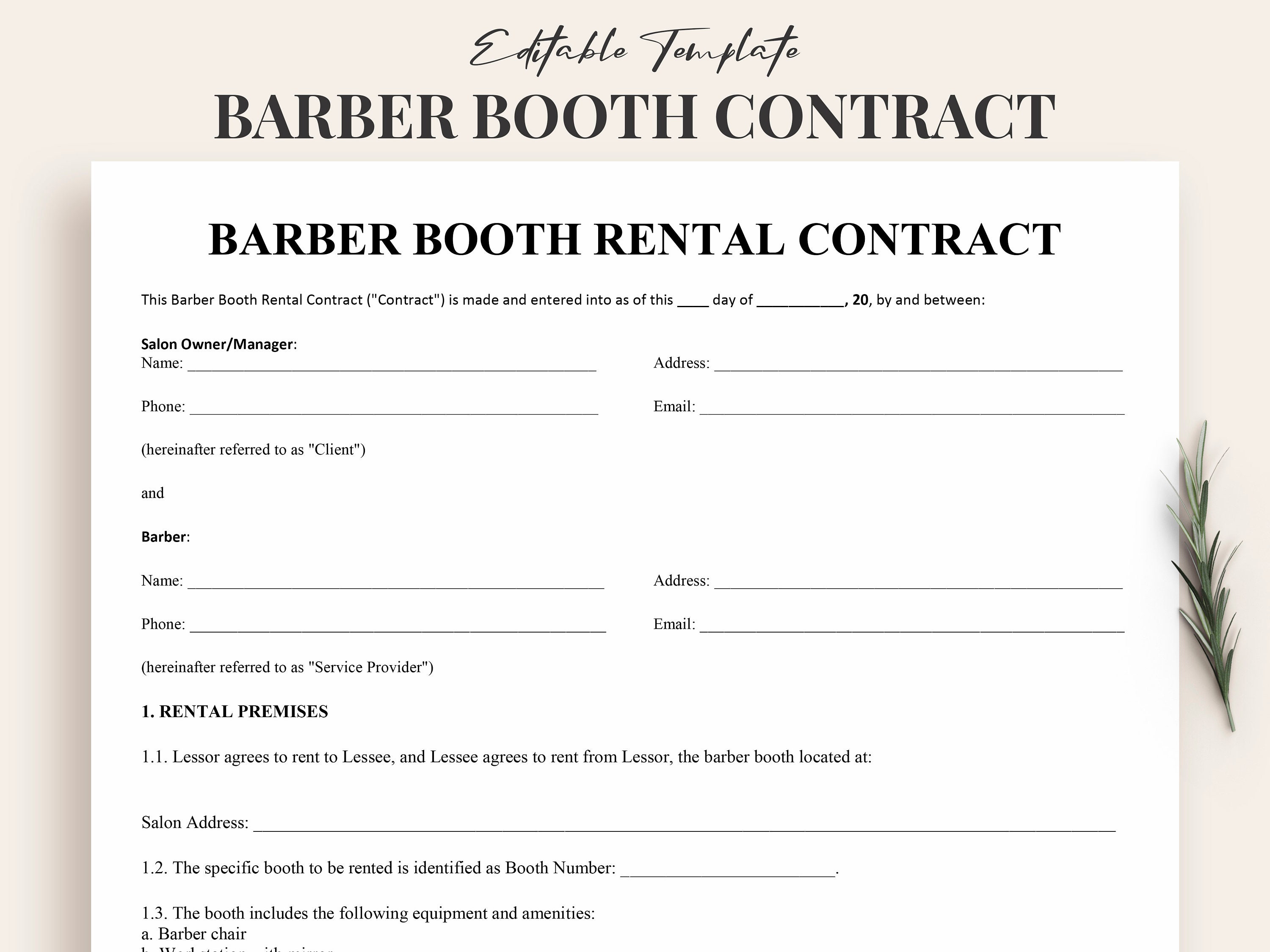 Barber Contract Agreement Free Barber Contract Template To Edit Online