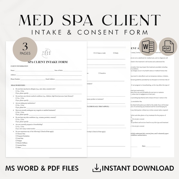 Spa Intake Form - Etsy