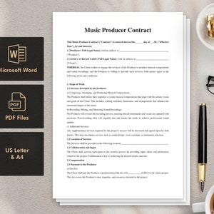 Music Producer Contract Template Word & PDF - Customizable Music ...