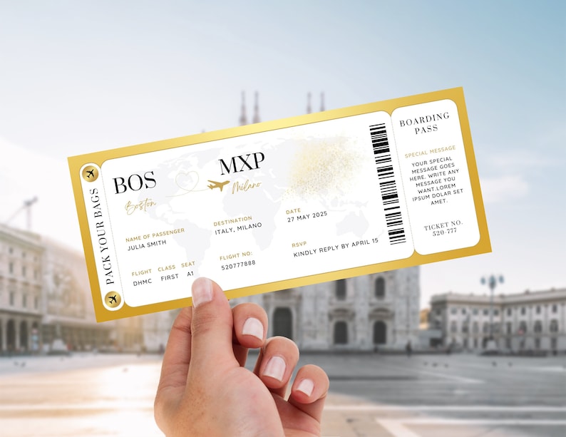 Editable Boarding Pass Template Fake Plane Ticket Gift - Etsy