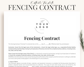 Simple Fencing Contract, Fencing Contract Template, Fencing and Gates ...