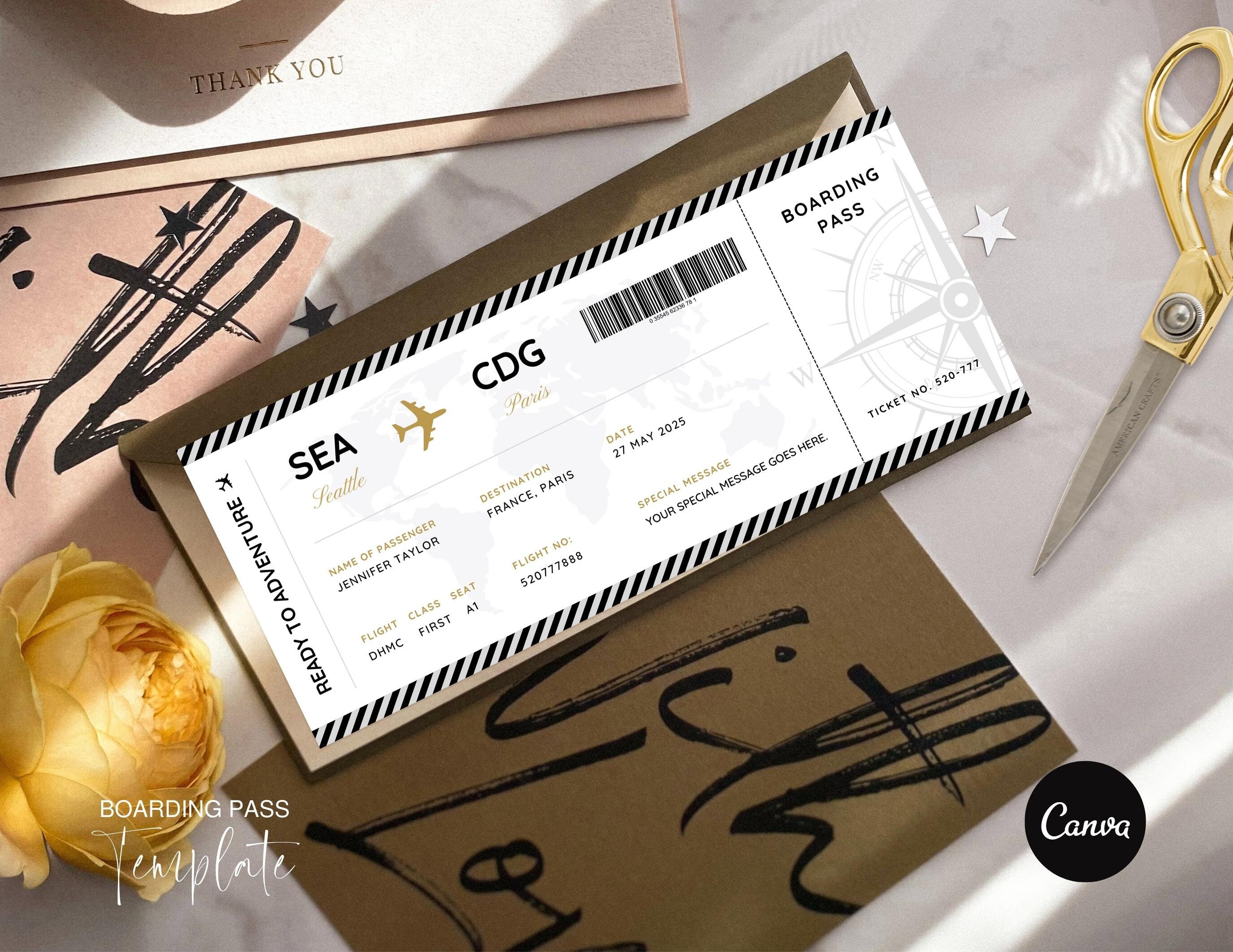 Editable Boarding Pass Template Printable Boarding Ticket - Etsy