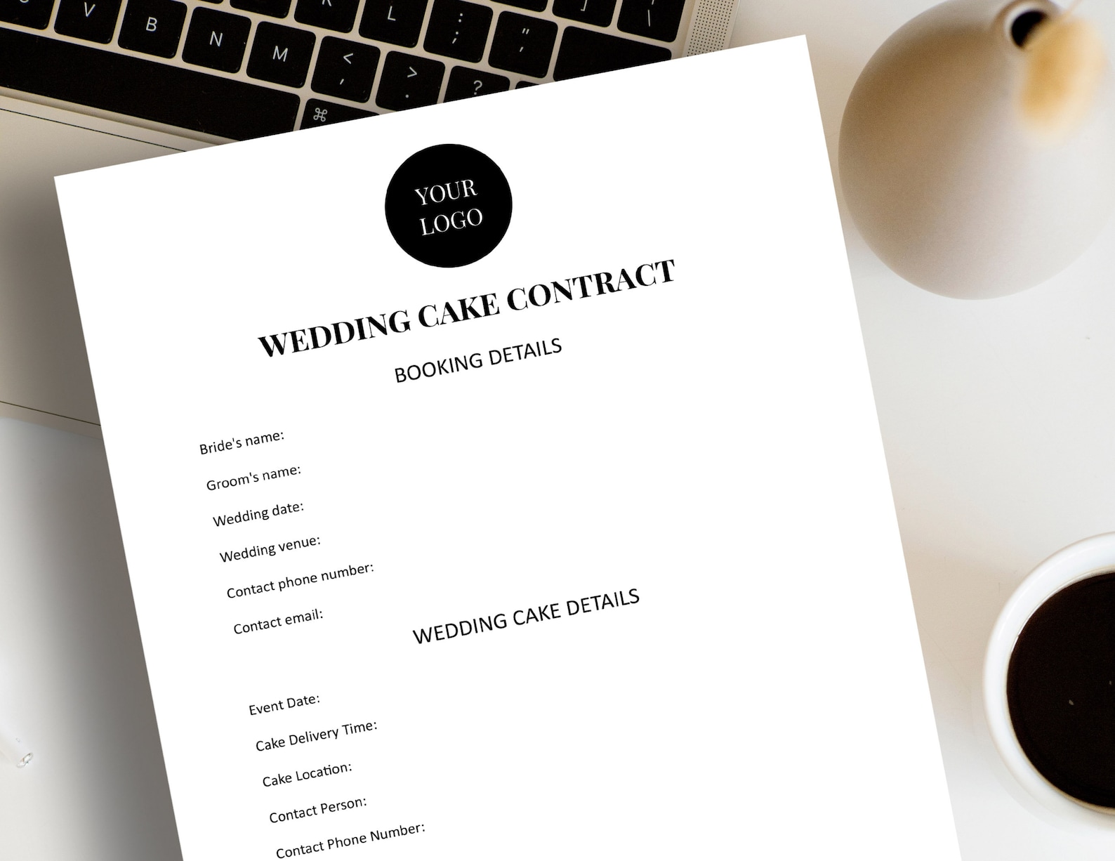 Wedding Cake Contract Template, Editable Bakery Client Terms and ...