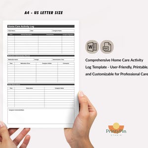 Home Care Activity Log Template | Daily Care Log | Caregiver ...