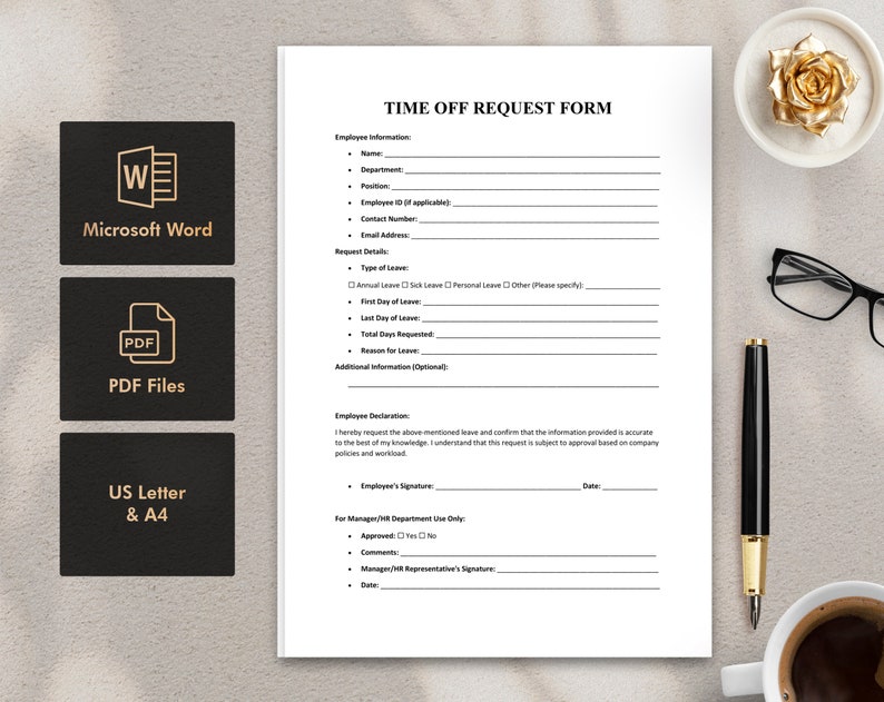 Editable Time off Request Form Template Word - Professional Leave ...