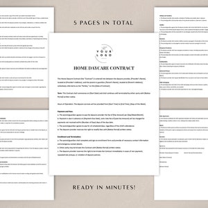 Home Daycare Contract Template | Detailed Childcare Agreement for ...