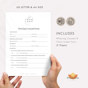Piercing Consent Form Template - Professional Body Piercing Shop Forms ...