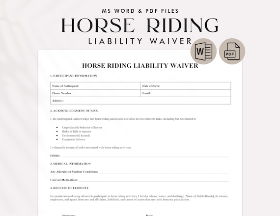 Free 7 Sample Equine Release Forms In Ms Word Pdf