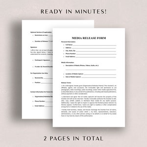 Media Release Form Template Word & PDF - Printable General Consent Form ...