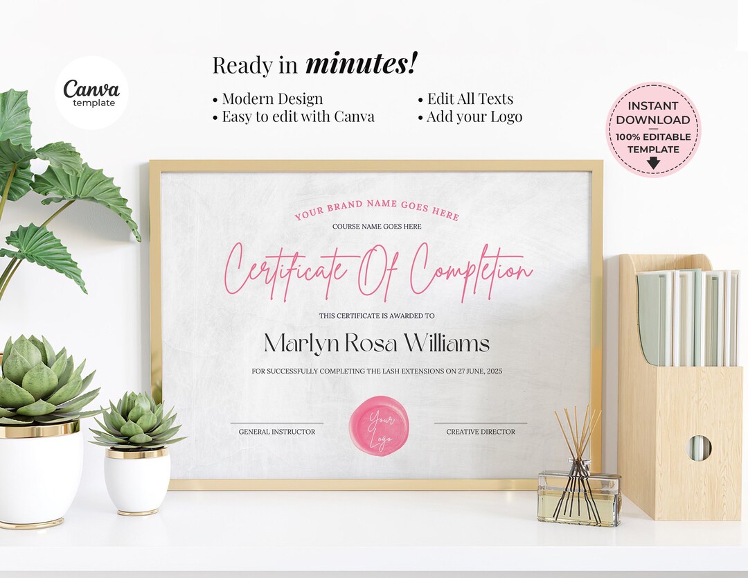 DIY Certificate of Completion Template, Printable Beauty Course ...
