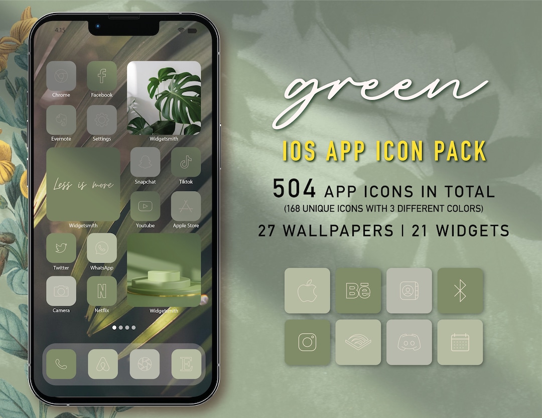 Sage Green App Icons for Ios 14 & Ios 15, Aesthetic iPhone App Icons ...