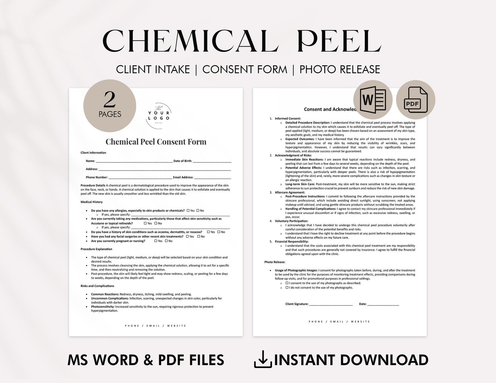Chemical Peel Consent Form Template - Professional Skincare Client ...