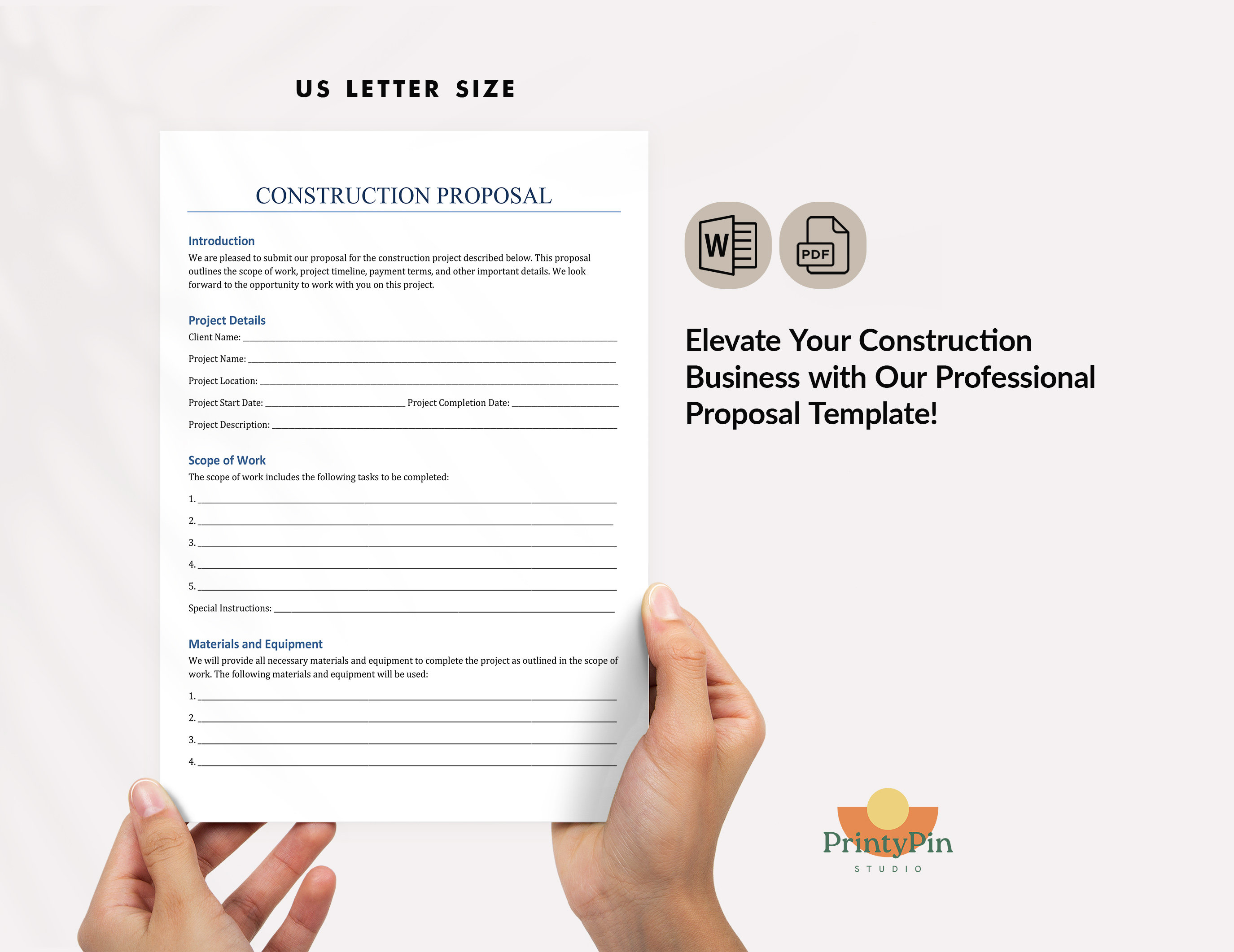 Editable Construction Proposal Template | Professional Construction ...