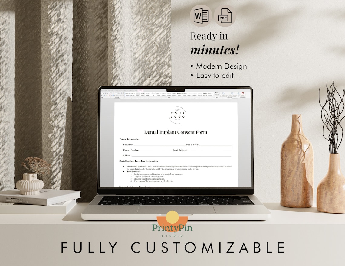 Dental Implant Consent Form Template PDF, Printable Patient Agreement ...