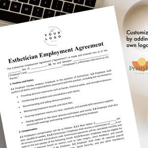 Esthetician Employment Agreement Template | Spa Employee Contract | Salon Job Agreement Form ...