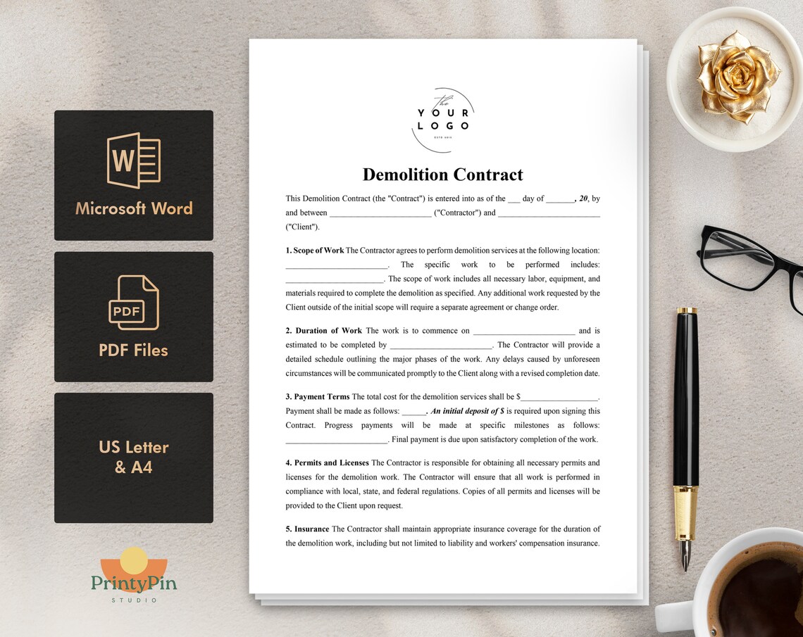 Comprehensive Demolition Contract Template | Demolition Agreement ...
