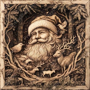 Santa Claus Christmas Themed Laser Engraving File | Holiday Laser Cut ...