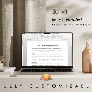 Last Chance Agreement Template - Editable Word & PDF Document for ...
