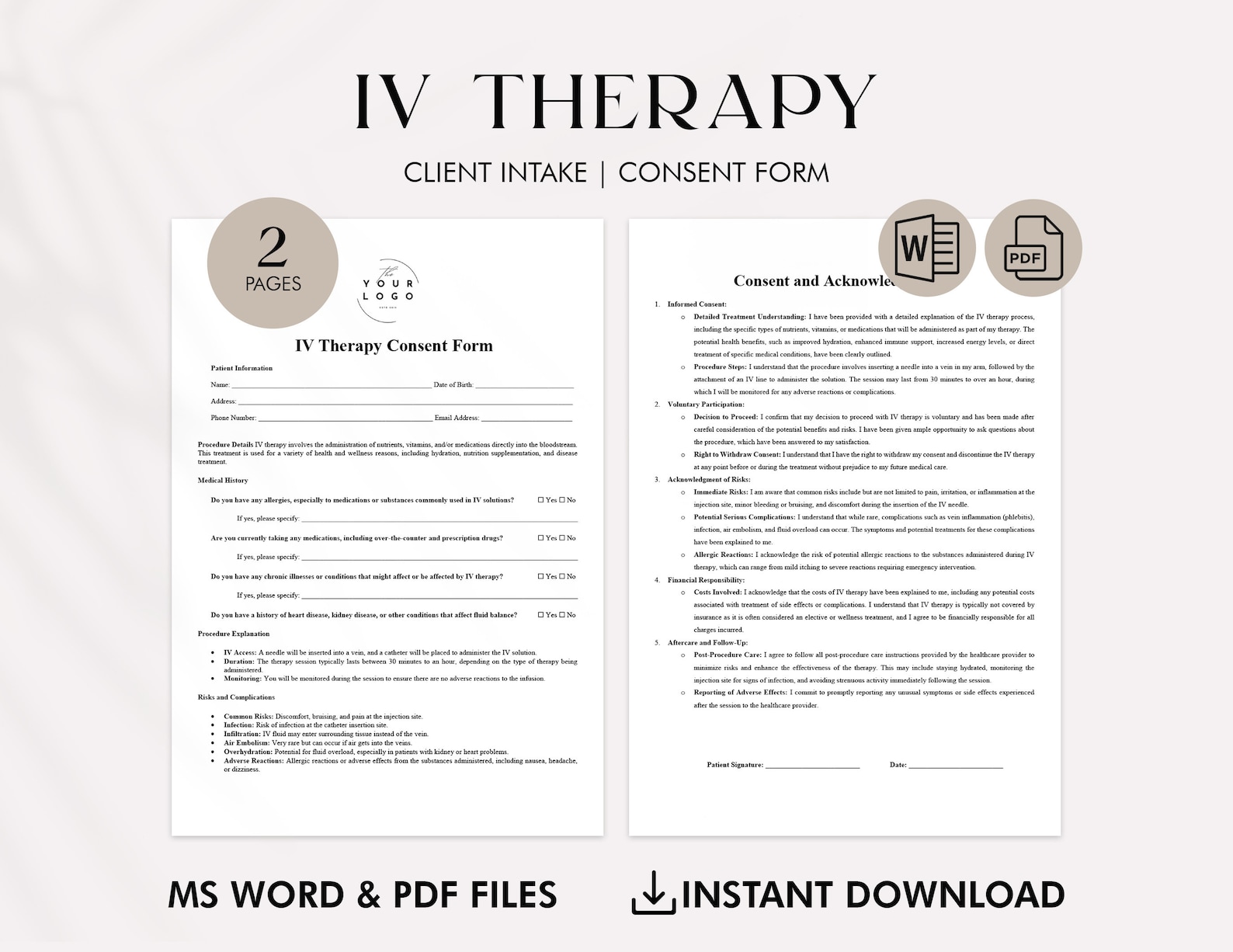 IV Therapy Consent Form Template - Professional Medical Consent PDF ...