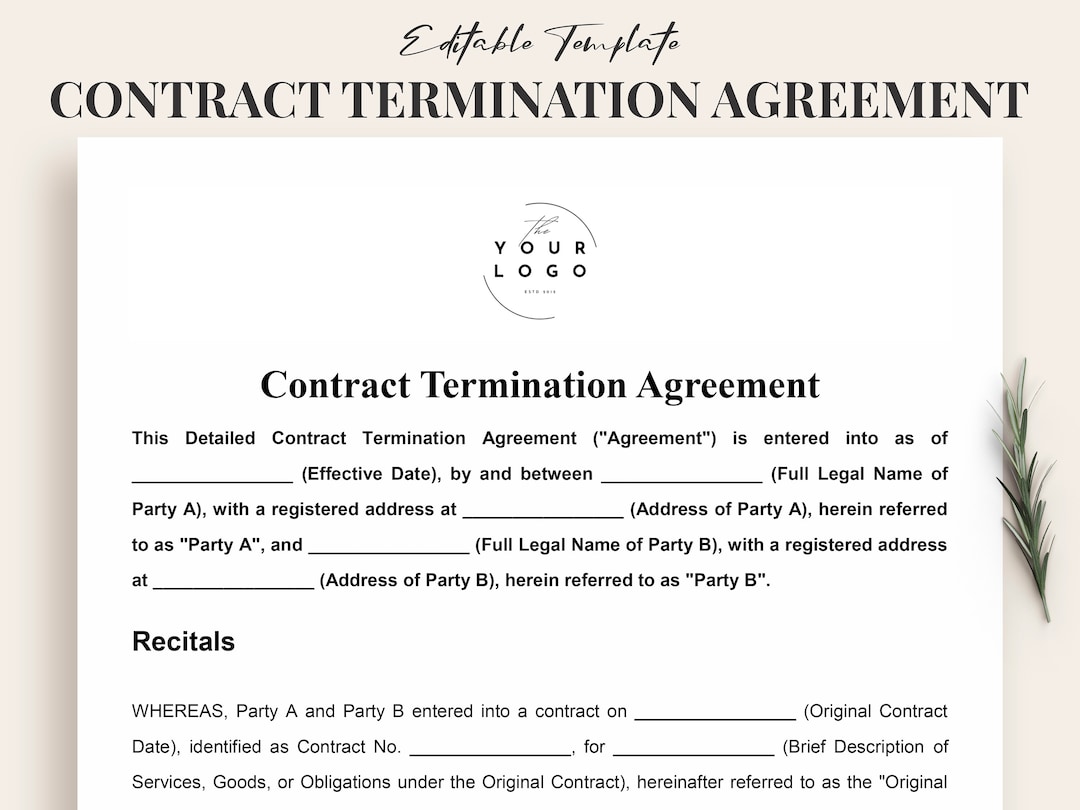 Editable Contract Termination Agreement Template Word & PDF ...