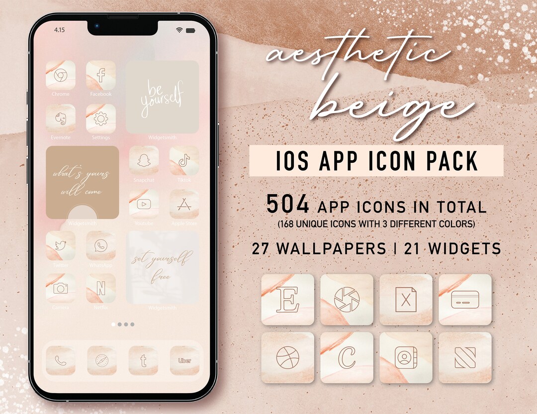 Ios 16 App Icons, Cozy Beige 504 Icons With Bonus Wallpapers and ...