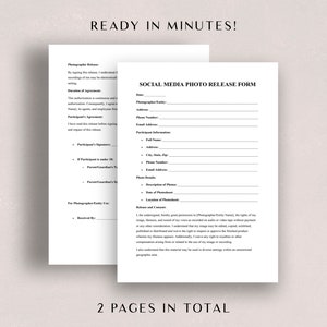 Printable Simple Social Media Photo Release Form Template - Instant ...