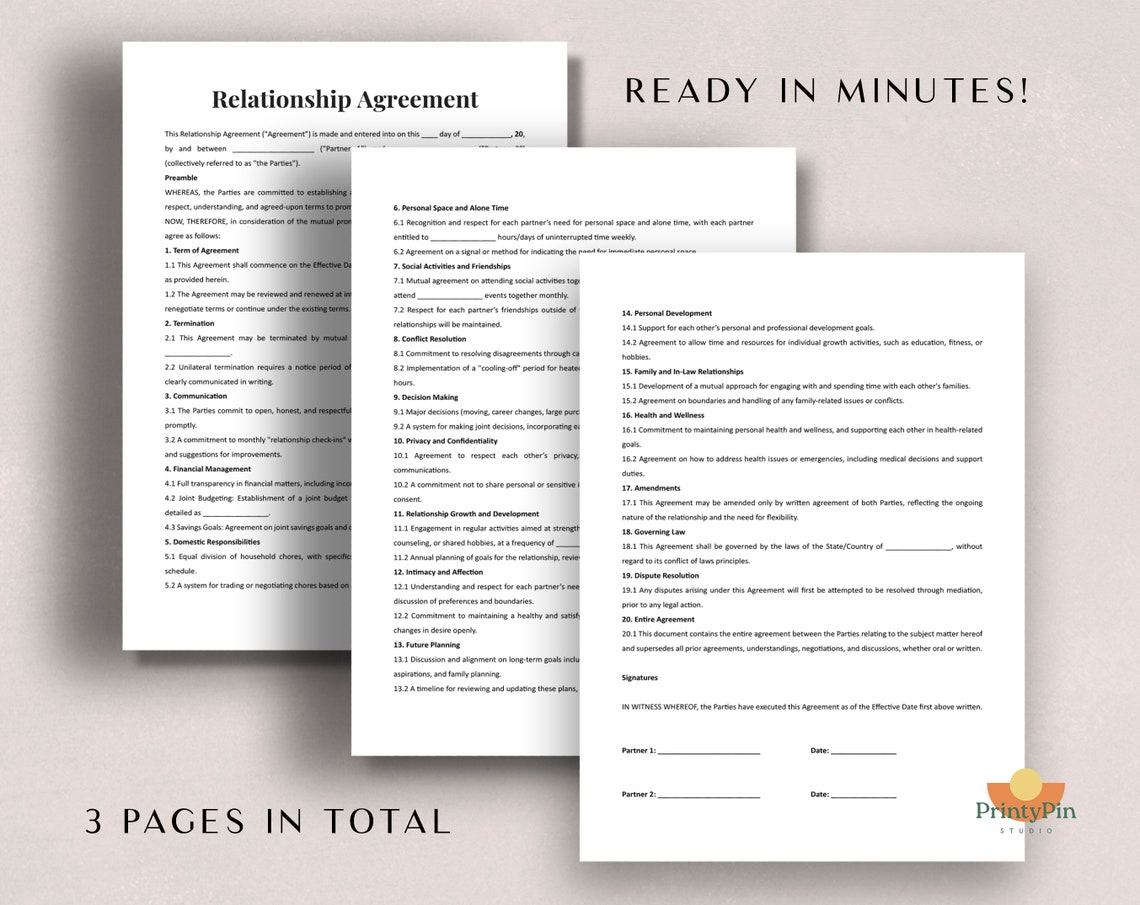 Editable Relationship Agreement Template Bundle - Downloadable Word ...