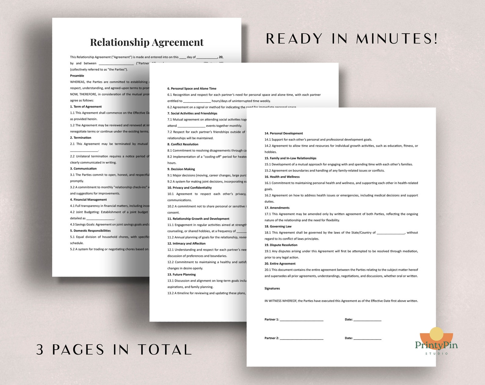 Editable Relationship Agreement Template Bundle - Downloadable Word ...
