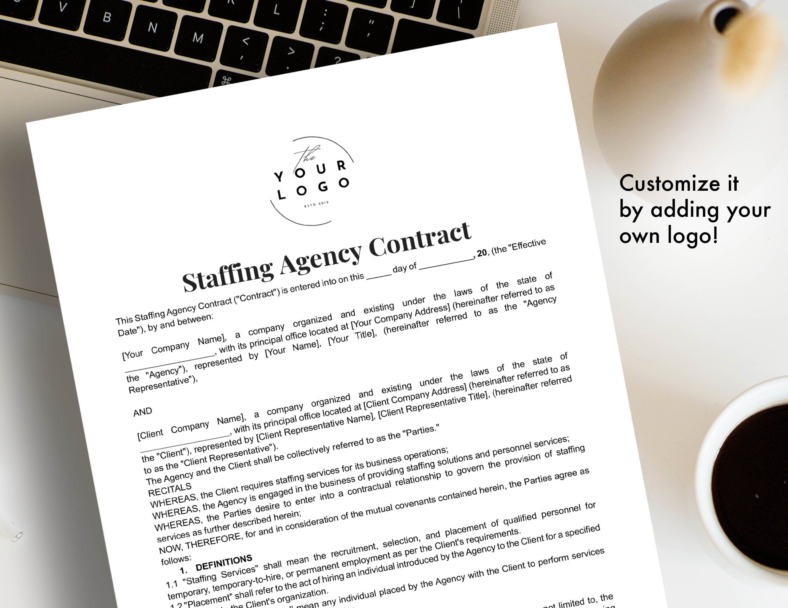 Staffing Agency Contract Template PDF & Word - Professional Employment ...
