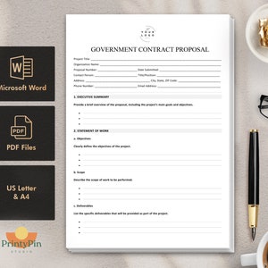 Government Contract Proposal Template | Printable & Editable Government ...
