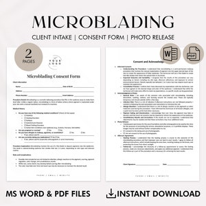 Microblading Consent Form Template PDF - Customizable Client Intake ...