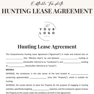 Hunting Land Lease Agreement Template - Customizable Contract for ...