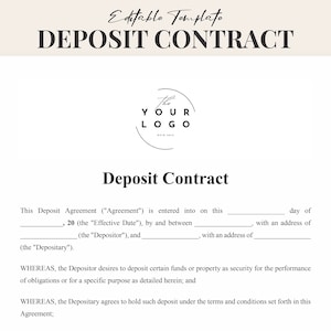 Deposit Agreement Template - Customizable Contract Document, Secure ...
